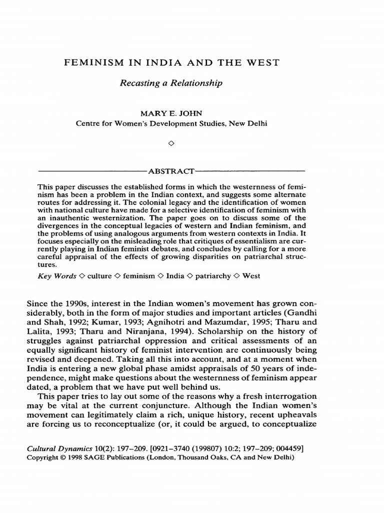 Feminism in India and The West | PDF | Feminism | Gender Studies