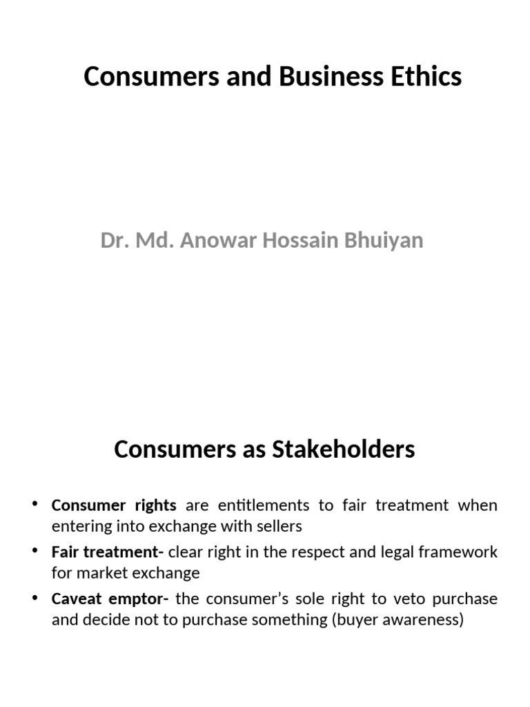 Consumers and Business Ethics | PDF | Consumerism | Corporate Social ...