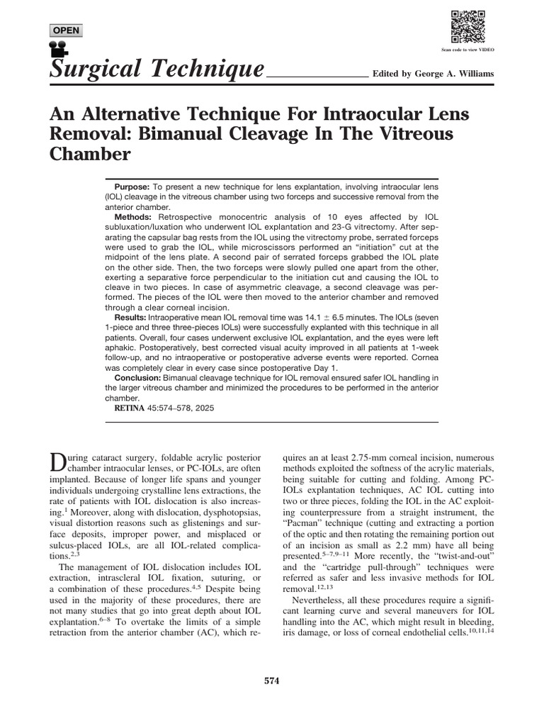 An Alternative Technique For Intraocular Lens | PDF | Human Eye | Eye