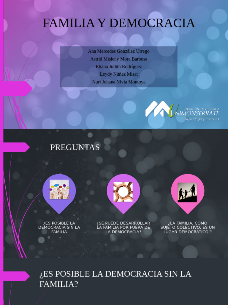 Democracia en la Familia: Conceptos Clave | PDF