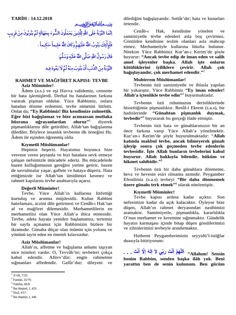 Rahmet Ve Mafiret Kaps Tevbe | PDF