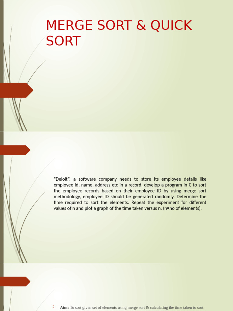 5 - 6 - Merge Sort - Quick Sort | PDF | Applied Mathematics | Computer Programming