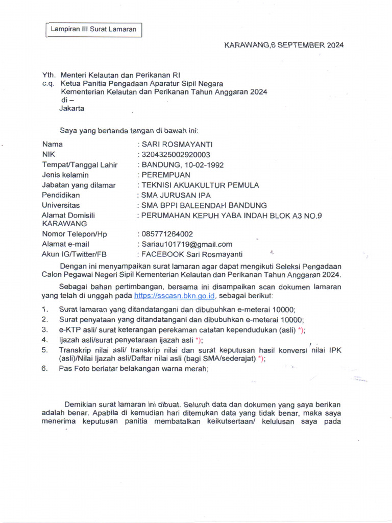 Lampiran III Surat Pernyataan | PDF