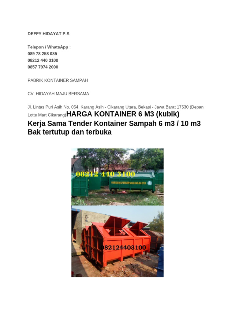 HARGA KONTAINER 6 M3 | PDF