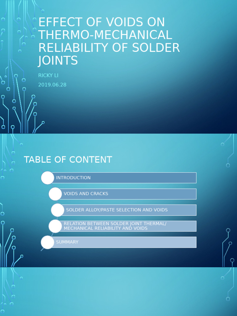 Effect of Voids on Thermo‐Mechanical Reliability Final (1) | PDF | Solder | Soldering