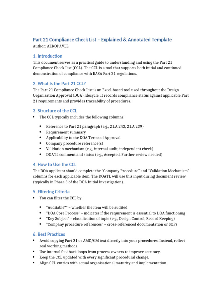 Part 21 Compliance Checklist Guide | PDF