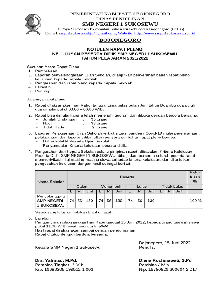 Notulen Rapat Pleno | PDF