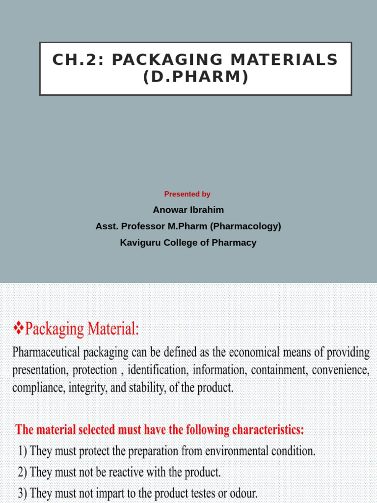 Ch. 2 Packaging Materials | PDF