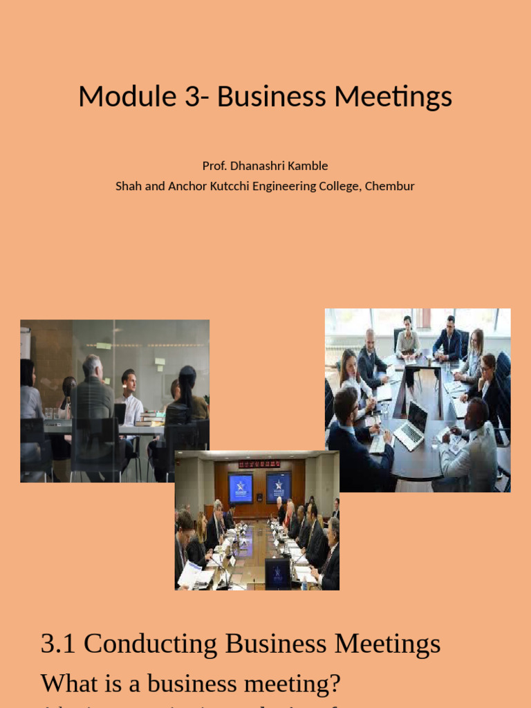 Module 3 - Business Meetings | PDF