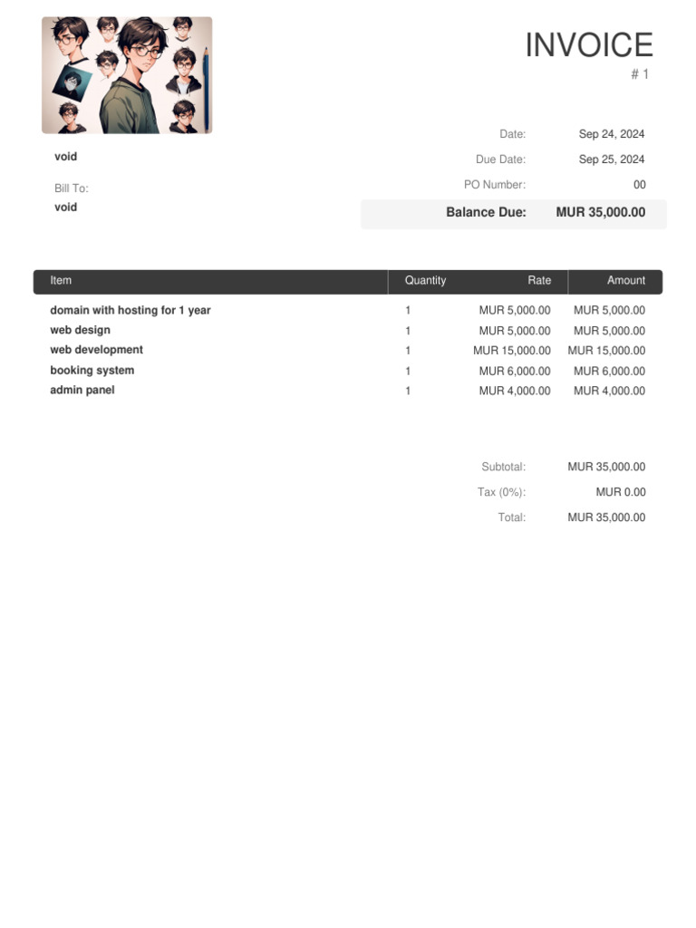 Invoice for Web Services and Hosting | PDF
