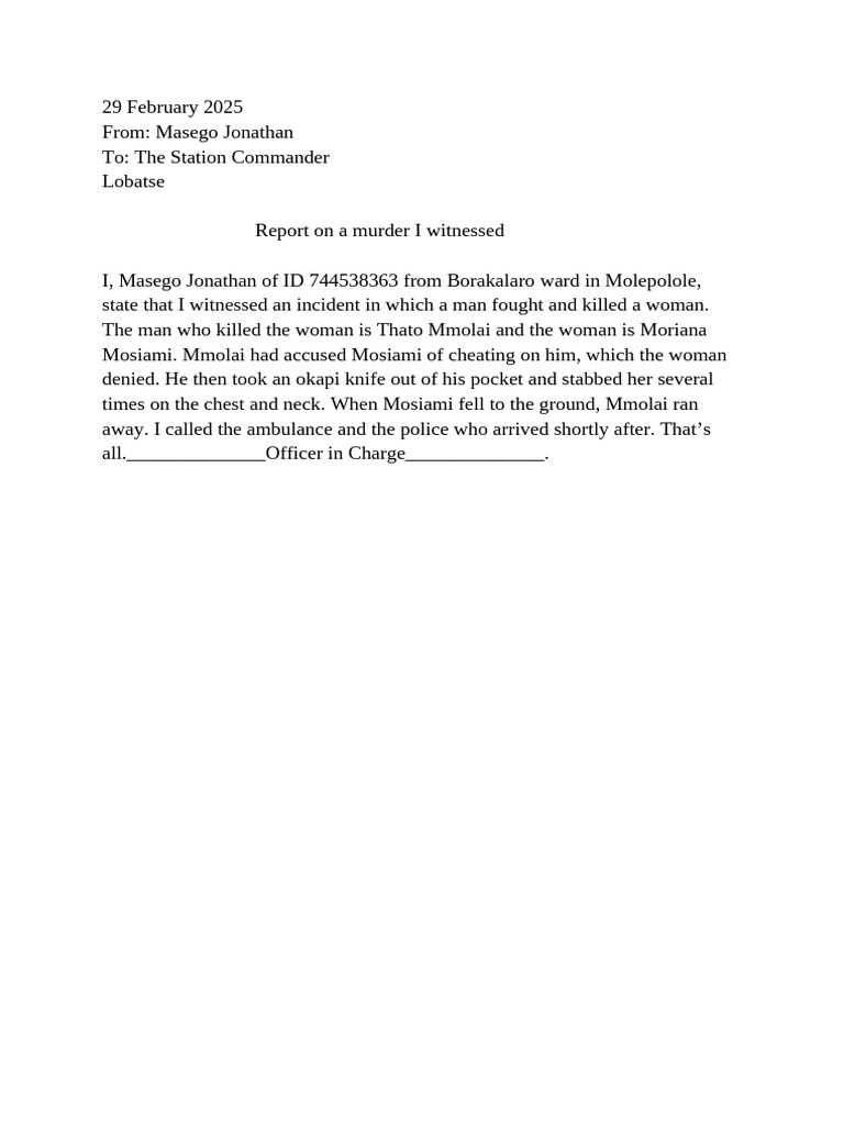 Sample Police Report | PDF