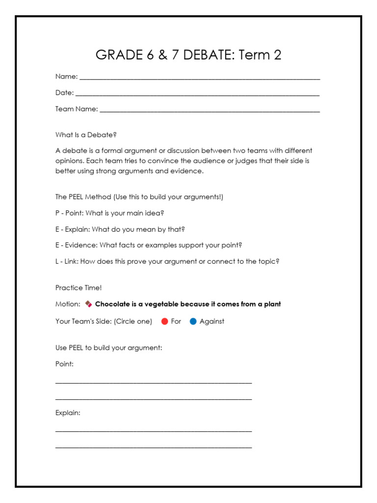 Grade 6-7 Debate Guide and Practice | PDF