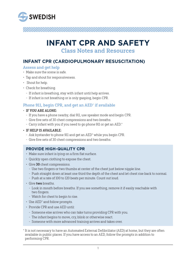 2024 - Infant CPR & Safety Class Notes and Resources | PDF ...