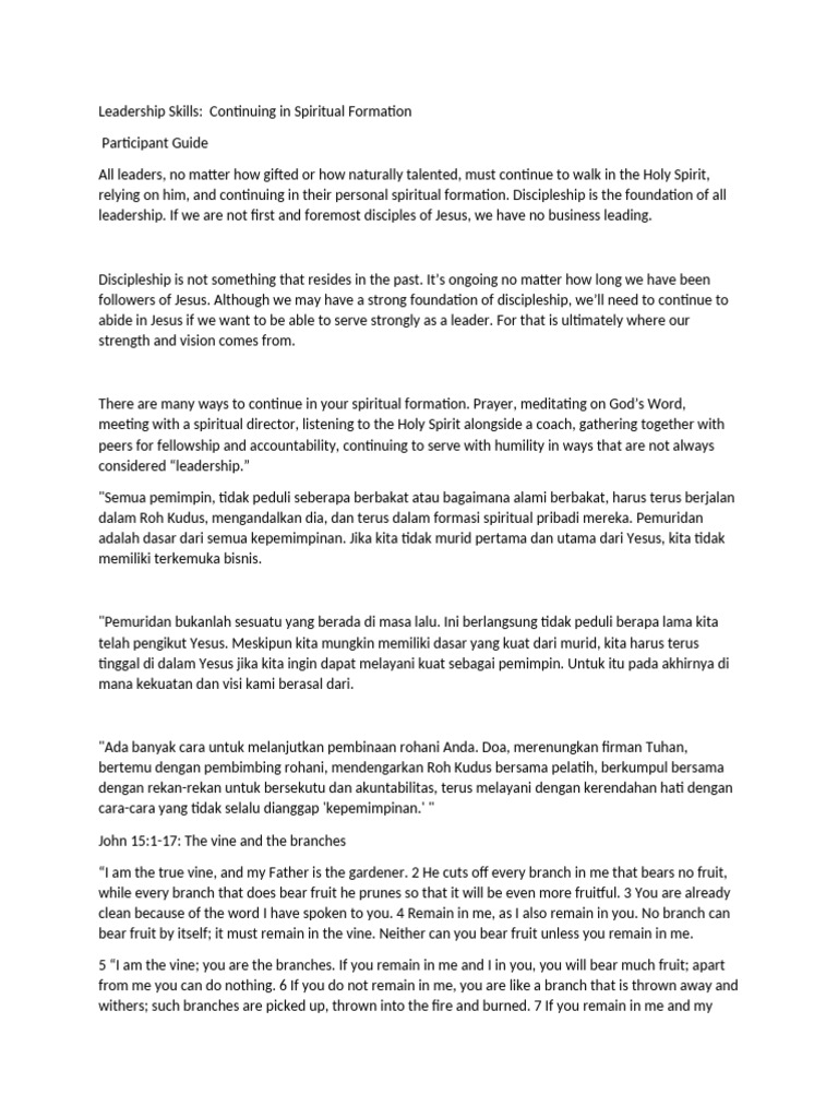 Leadership Spiritual Formation Guideline | PDF | Jesus | Judas Iscariot