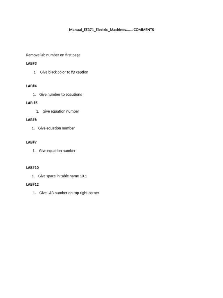 Manua-EE371 Electric Machines Comments | PDF