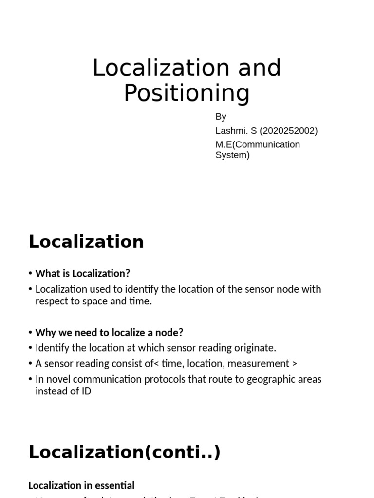 Localization and Positioning | PDF | Wireless Sensor Network | Data ...