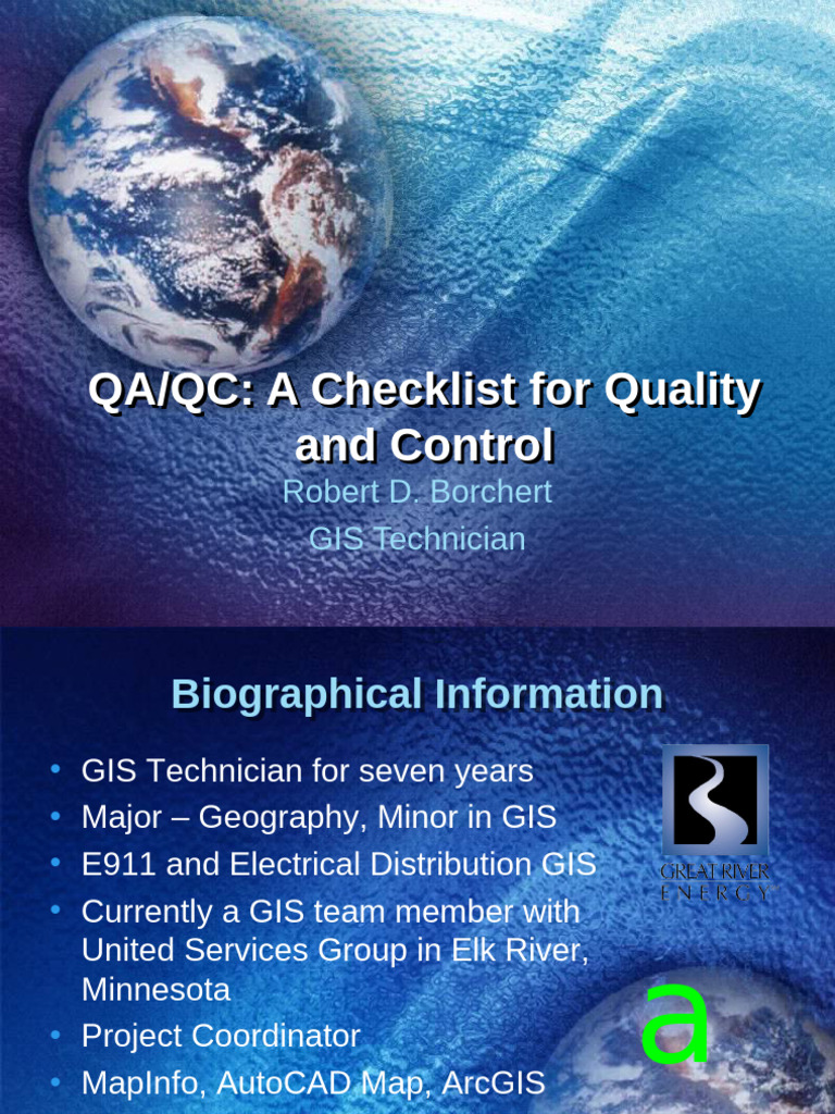 QAQC Presentation GIS DAY | PDF | Geographic Information System | Databases