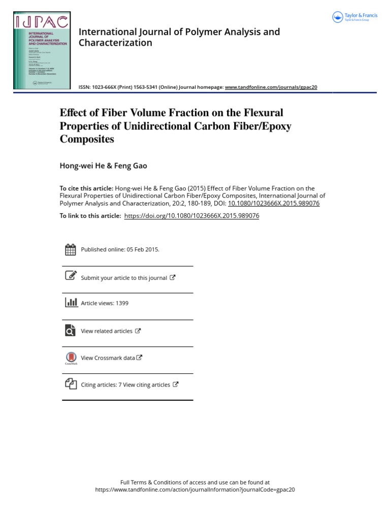 Fiber Volume Impact on Carbon Fiber Composites | PDF | Fracture ...