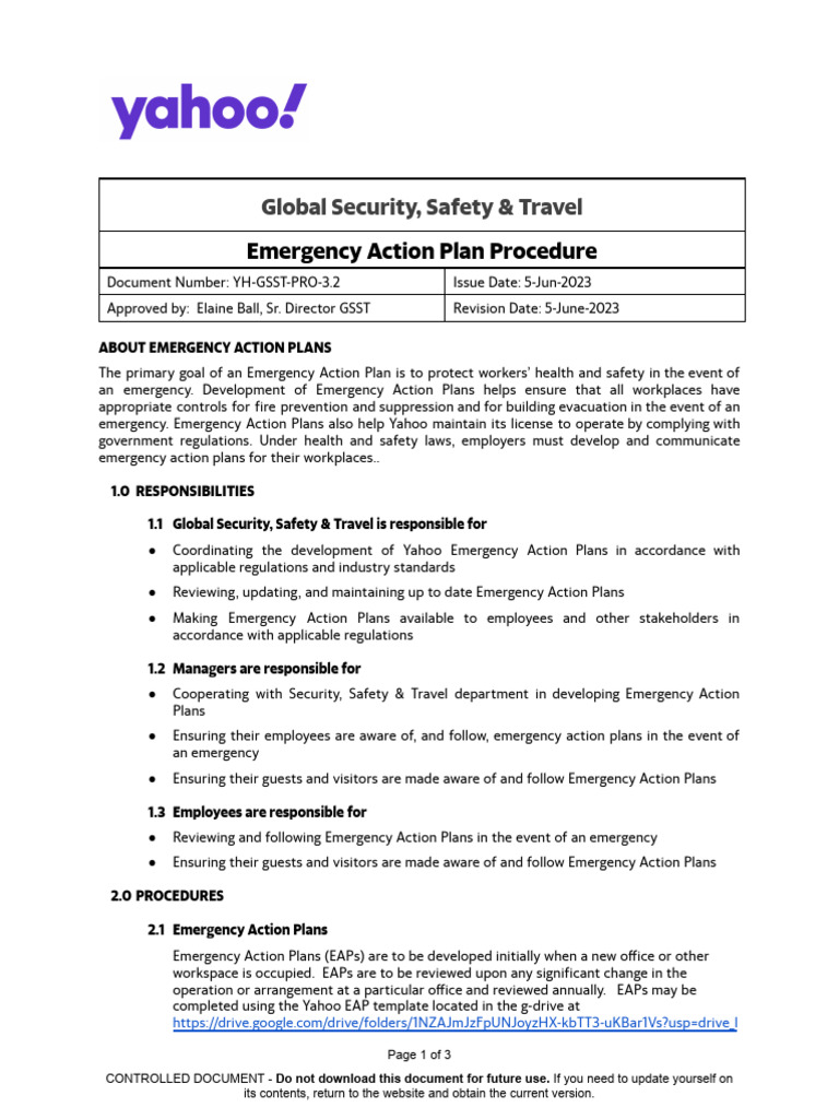 Emergency Action Plan Guidelines | PDF | Occupational Safety And Health ...