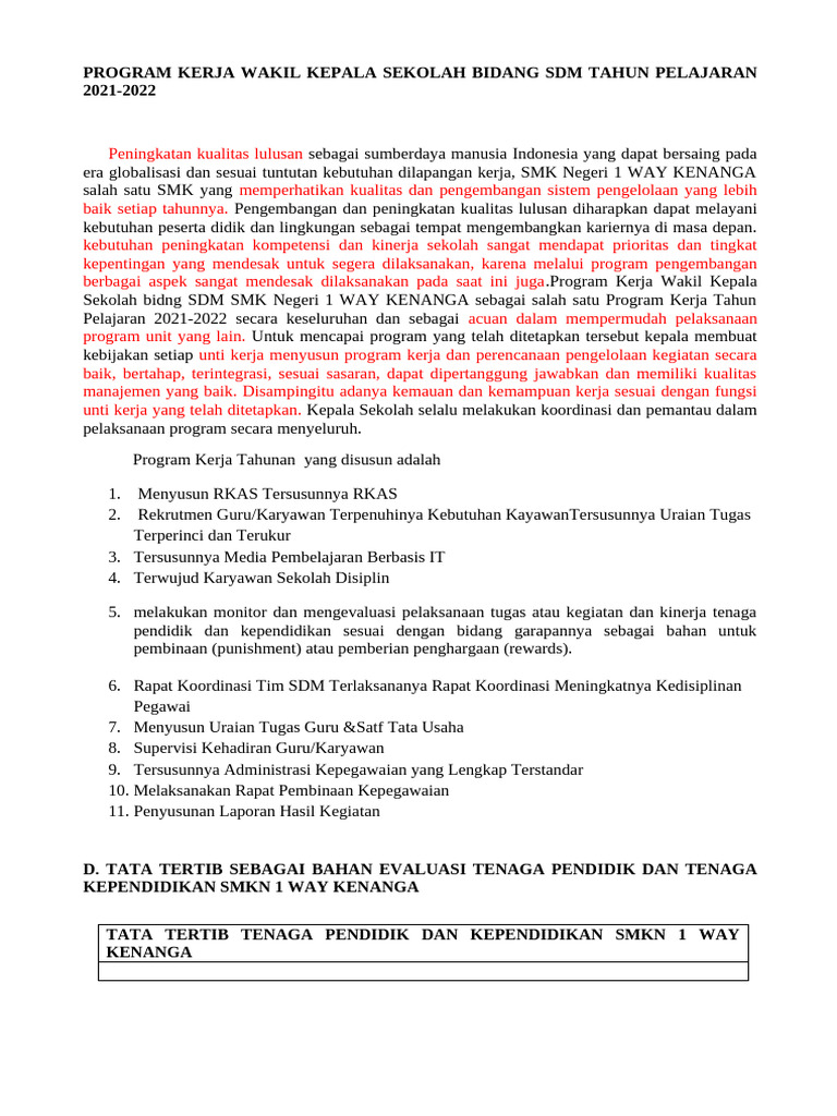 bahan rapat sdm | PDF