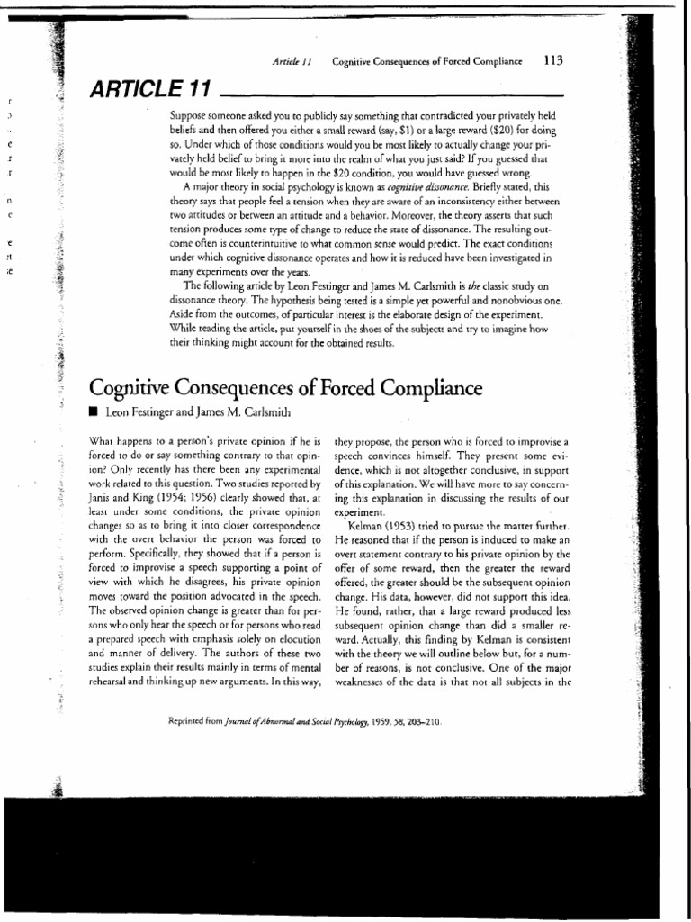 Festinger & Carlsmith | PDF