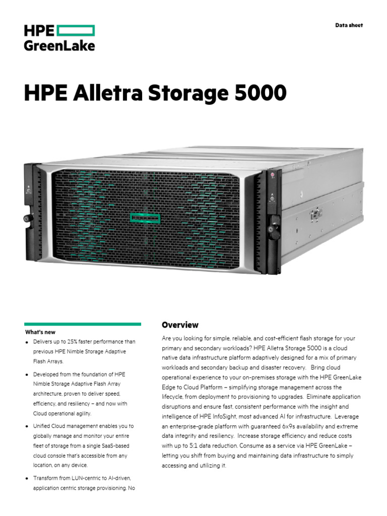 HPE Alletra Storage 5000 Data sheet-PSN1014656646USEN | PDF | Cloud Computing | Hard Disk Drive