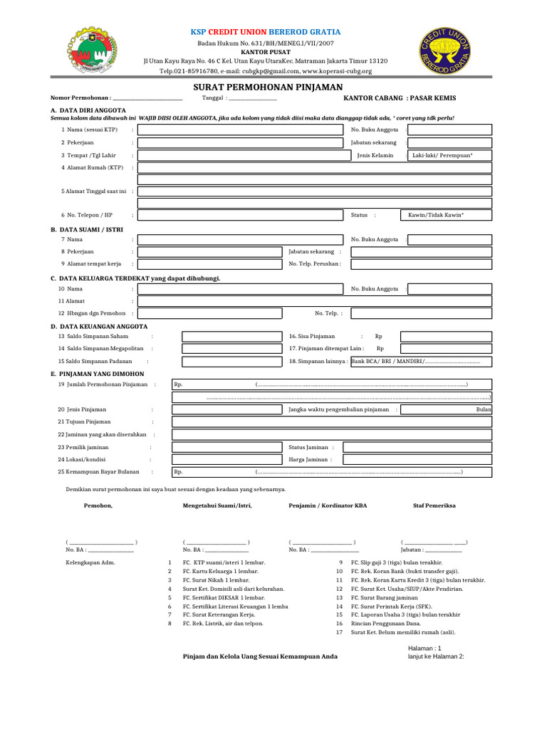 Form Permohonan Pinjaman | PDF