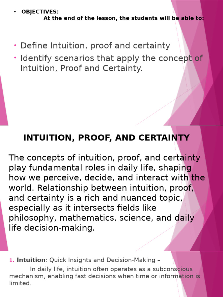Intuition, Proof, and Certainty Explained | PDF | Intuition | Decision ...