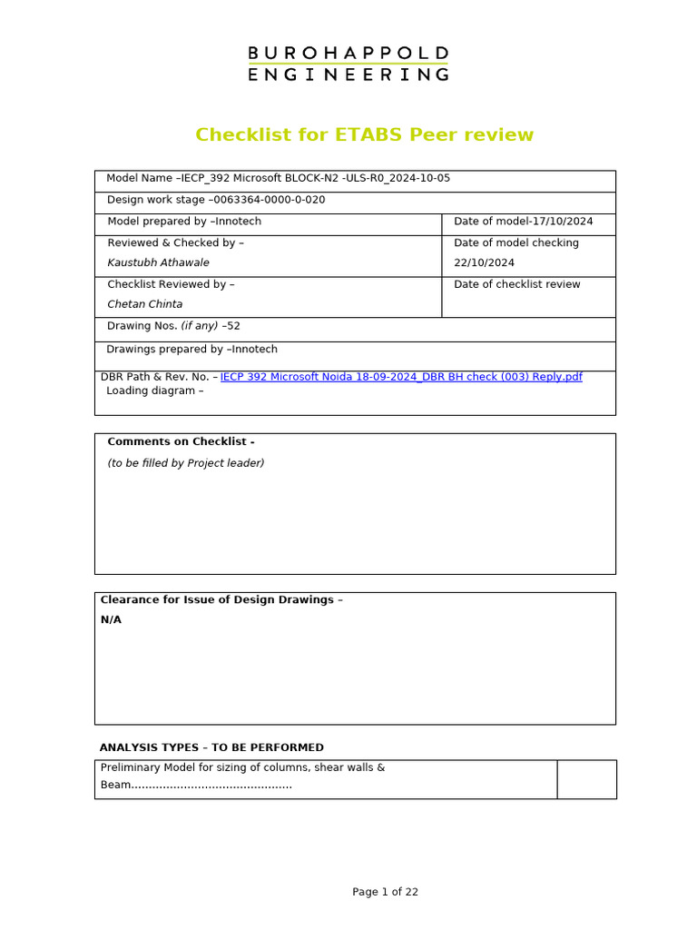 Checklist for ETABS Modelling (1) | PDF | Stress (Mechanics) | Beam (Structure)