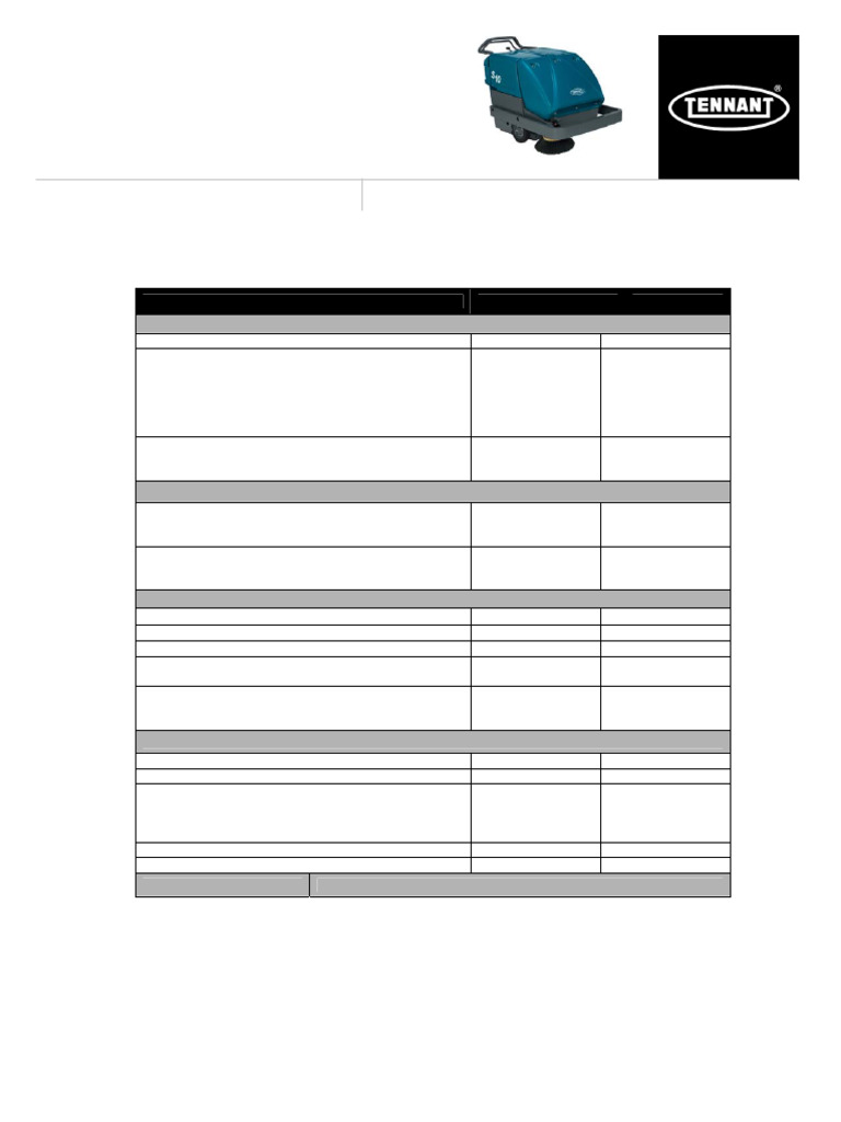 Tennant S10 Specification | PDF | Motor Vehicle