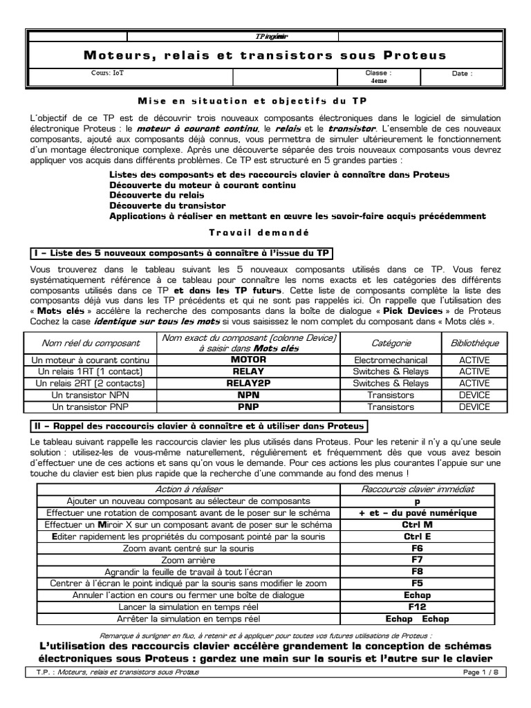 Moteurs, relais et transistors sous Proteus | PDF | Transistor ...