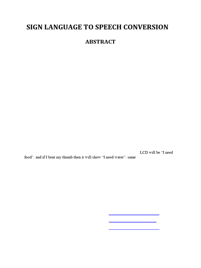 SIGN LANGUAGE TO SPEECH CONVERSION (1) | PDF | Sensor | Sign Language