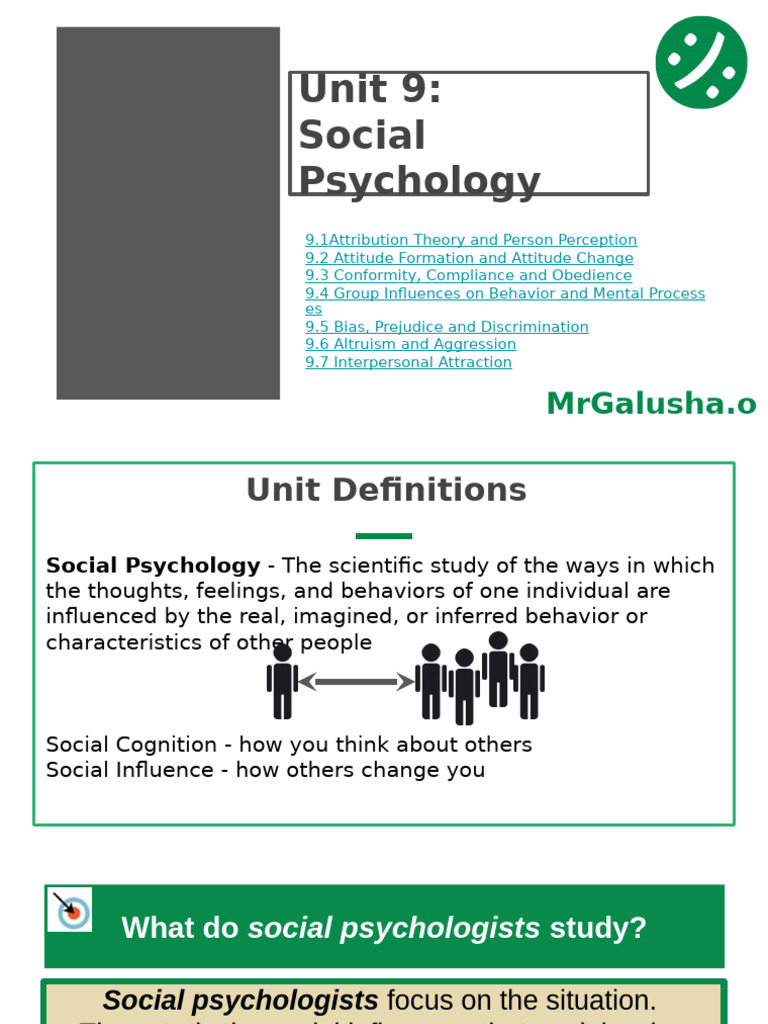 Unit 9 - Social Psychology | PDF | Conformity | Social Psychology