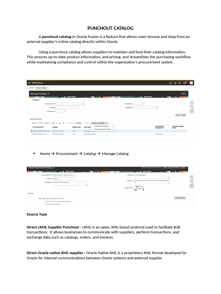 Oracle Fusion Punchout Catalog Overview | PDF