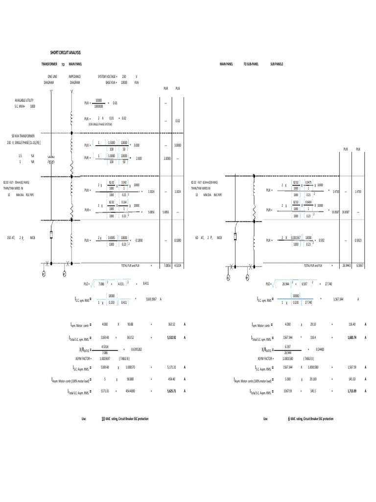 Short Circuit Analysis for 10000 KVA System | PDF | Transformer ...
