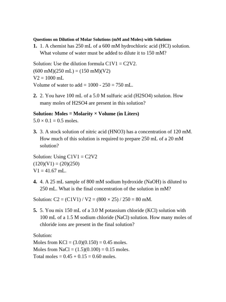 Dilution Questions | PDF