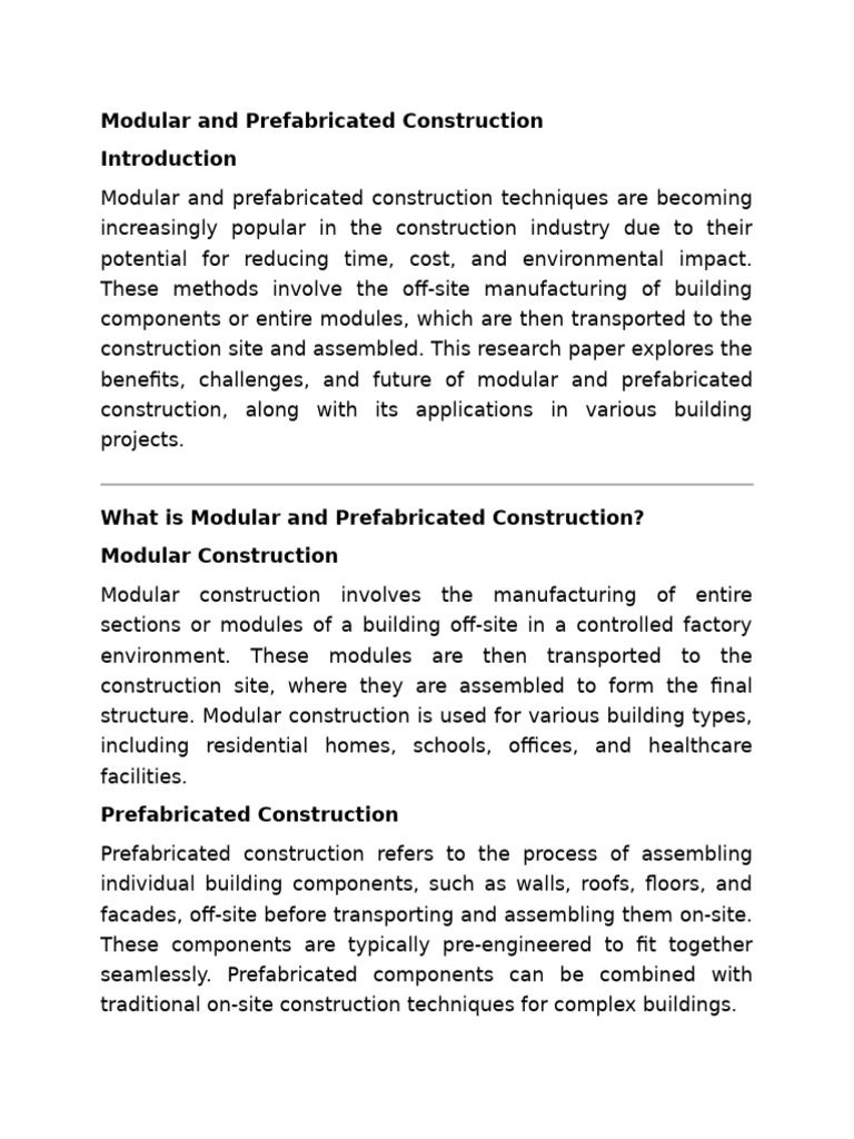 Modular and Prefabricated Construction | PDF | Economies