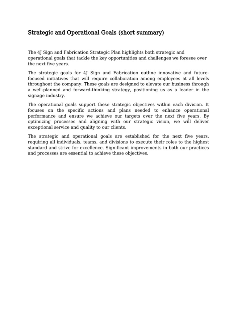 Strategic and Operational Goals | PDF