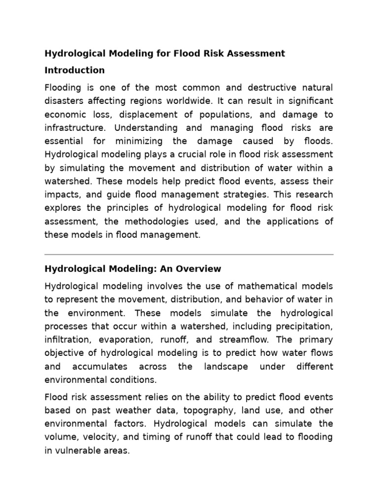 Hydrological Modeling For Flood Risk Assessment | PDF | Flood | Hydrology