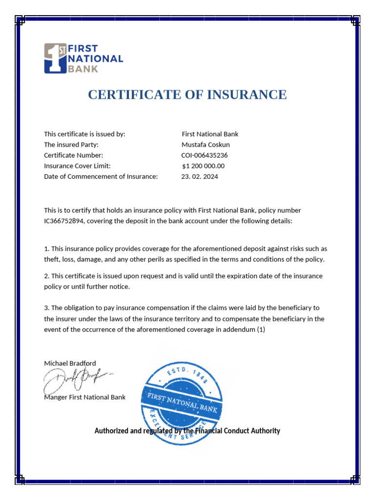 Certificate of Insurance | PDF