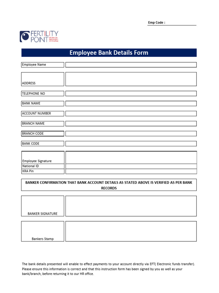 Employee Bank Information Form-IVF | PDF