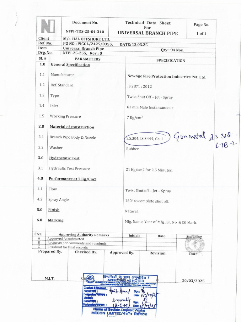 Universal Branch Pipe - 0001 | PDF