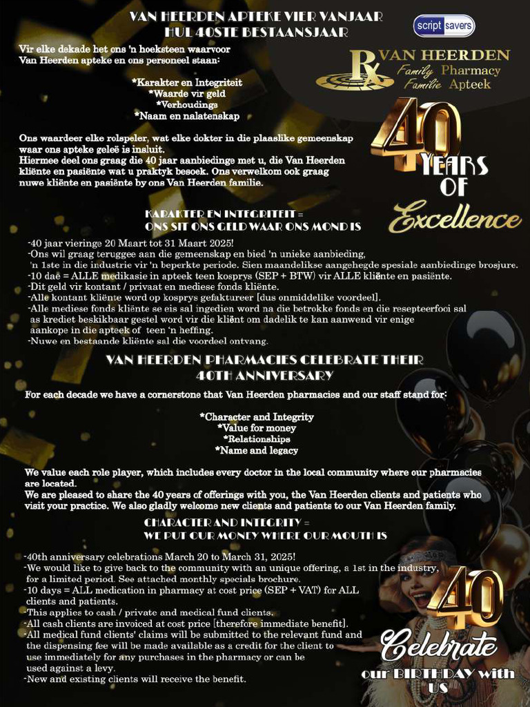 40 Years Celebration - NO DISPENSING FEES - 20 To 31 March 2025 | PDF