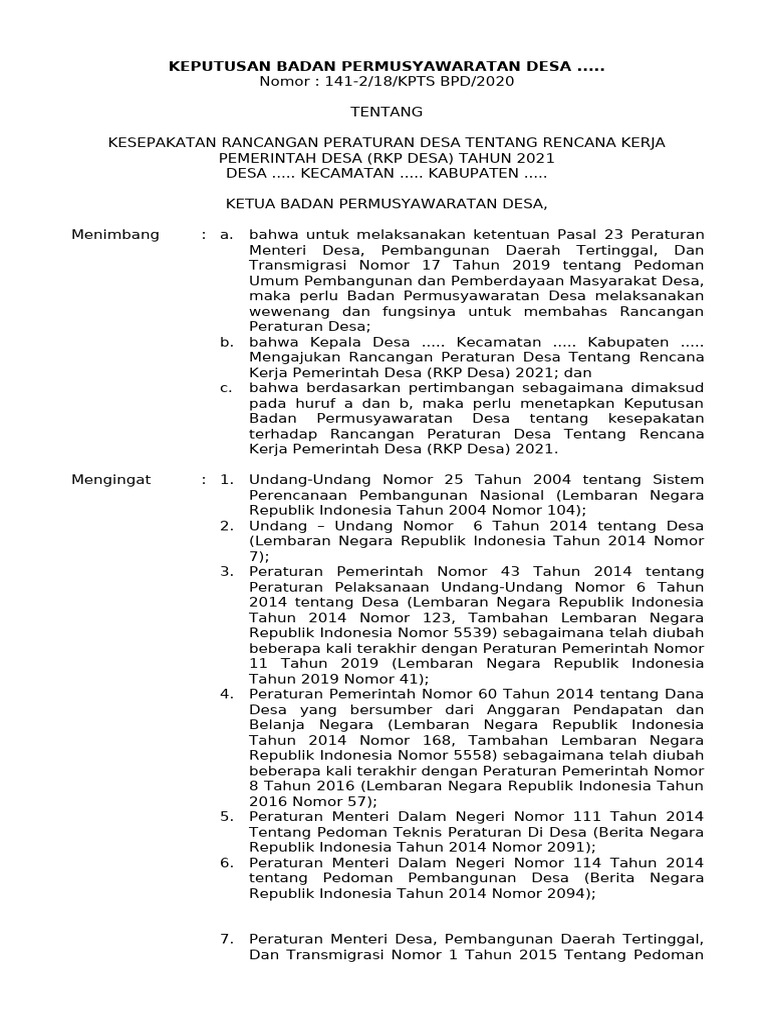 Keputusan BPD TENTANG PERDES | PDF