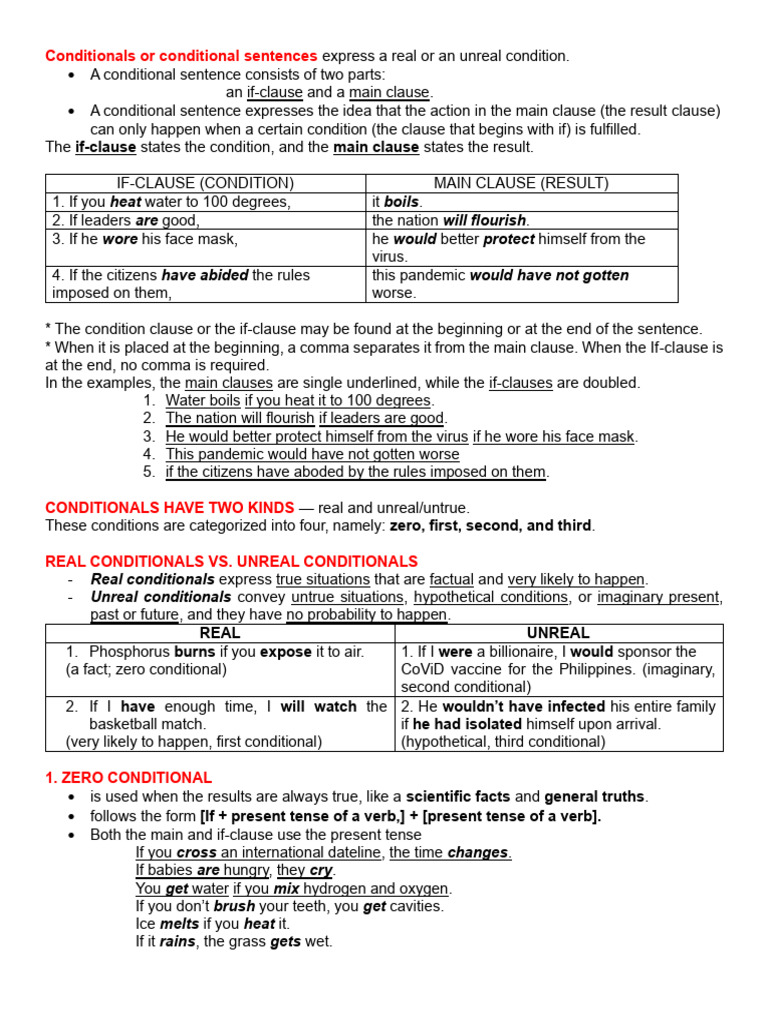 Conditionals ZERO TO THREE | PDF | Verb | Syntax