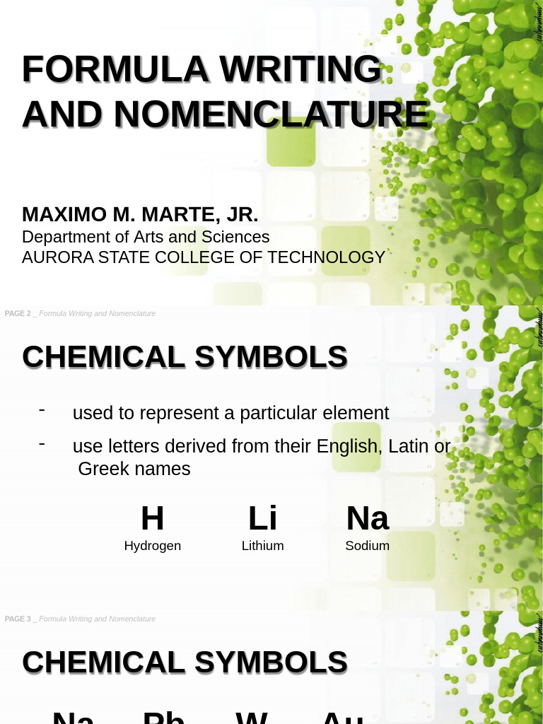 03 Formula Writing and Nomenclature | PDF | Salt (Chemistry) | Chemical ...