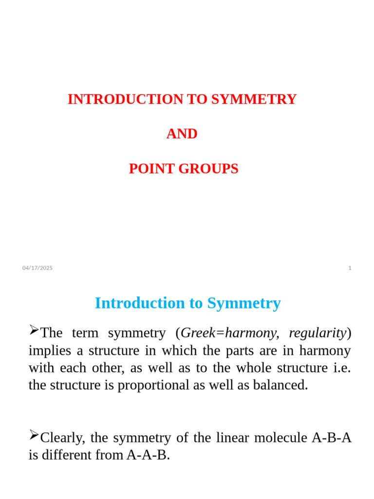 Symmetry & Point Groups | PDF | Geometry | Physics