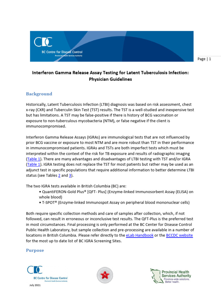 TB Manual IGRA Guidelines | PDF | Tuberculosis | Diseases And Disorders