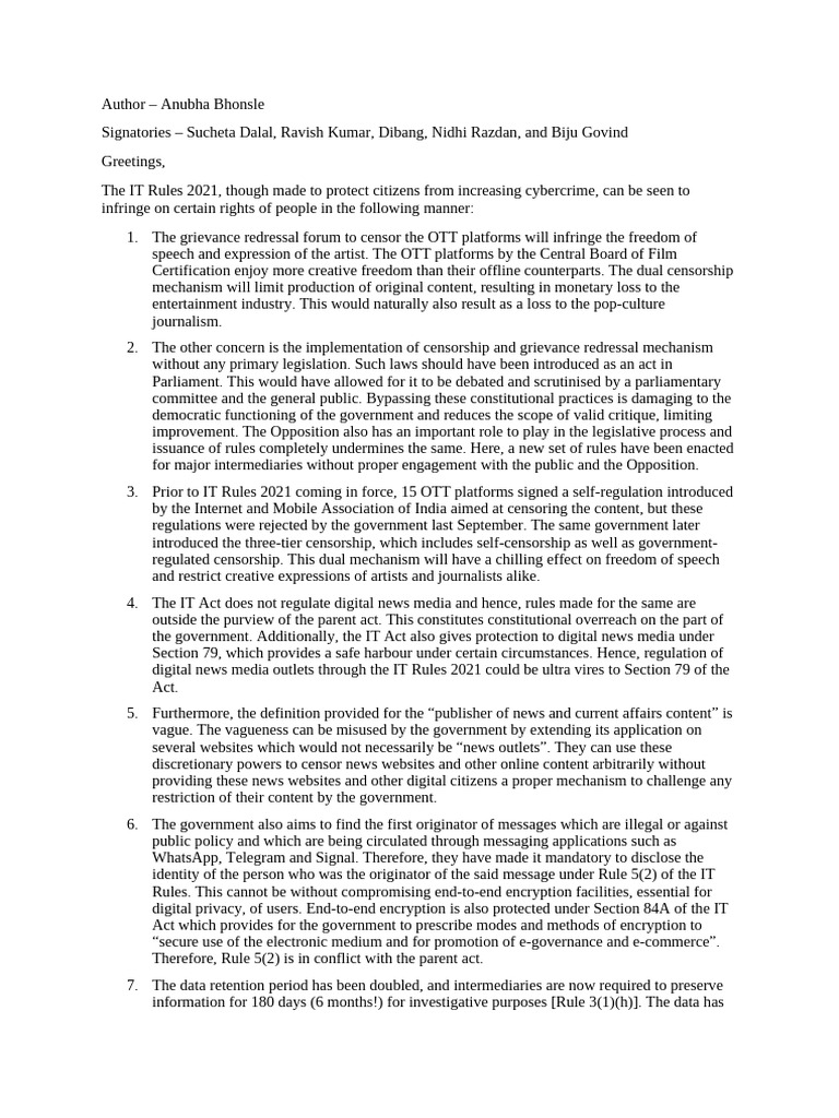 Analysis Paper of IT and OTT Laws | PDF | Intelligence (AI) & Semantics ...