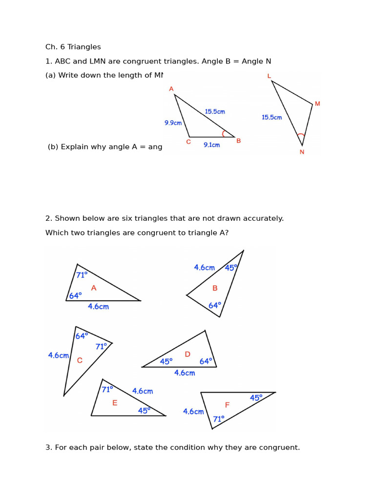 Congruence of Triangles Explained | PDF | Triangle | Perpendicular